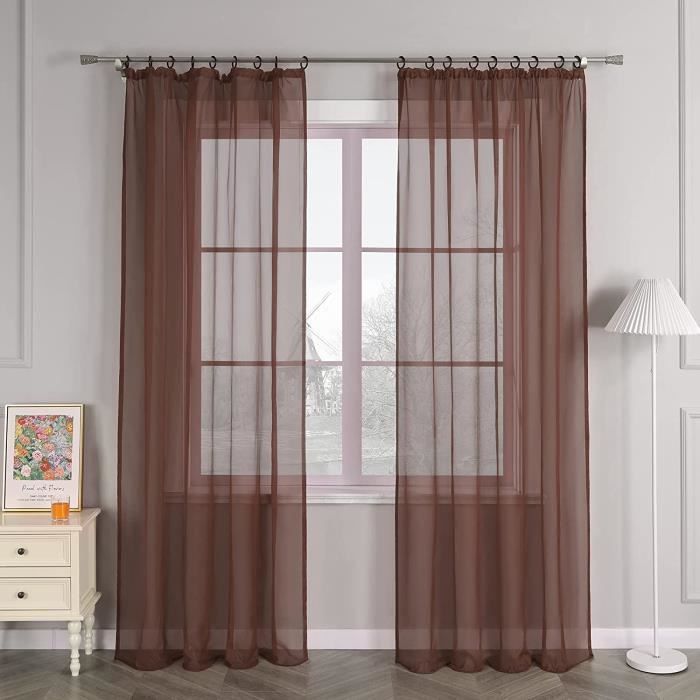 HongYa Lot de 2 Uni Rideau Voilage transparent Voile Foulard Rideau ...