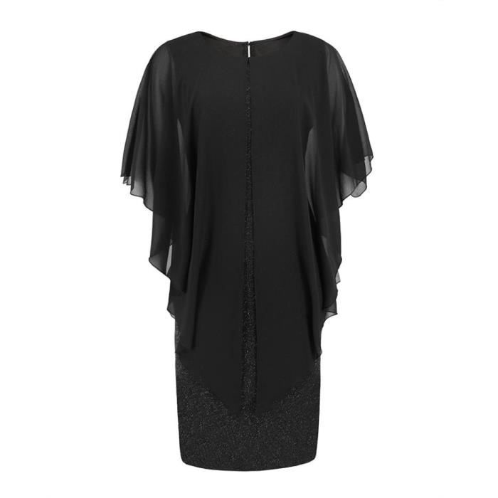 Robes de femmes Vintage mousseline de soie col rond fluide faux deux ...