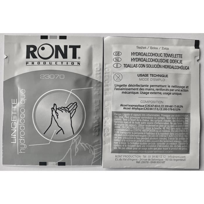 Lingettes Hydro alcoolique - sachet Individuel Conditionnement - Carton ...