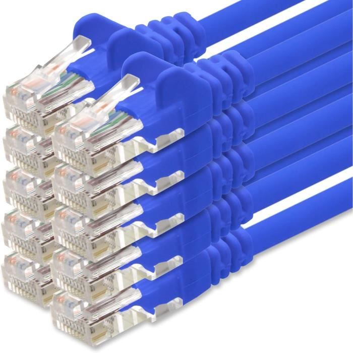 0,5M Cat 6 Câble Réseau Ethernet Cat6 Lan Rj45 8P8C 1Gbps Bleu 10 ...