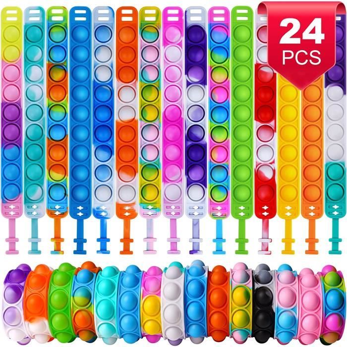 Ainiv 24PCS Bracelet Pop It, Bracelets Anti-Stress en Silicone ...