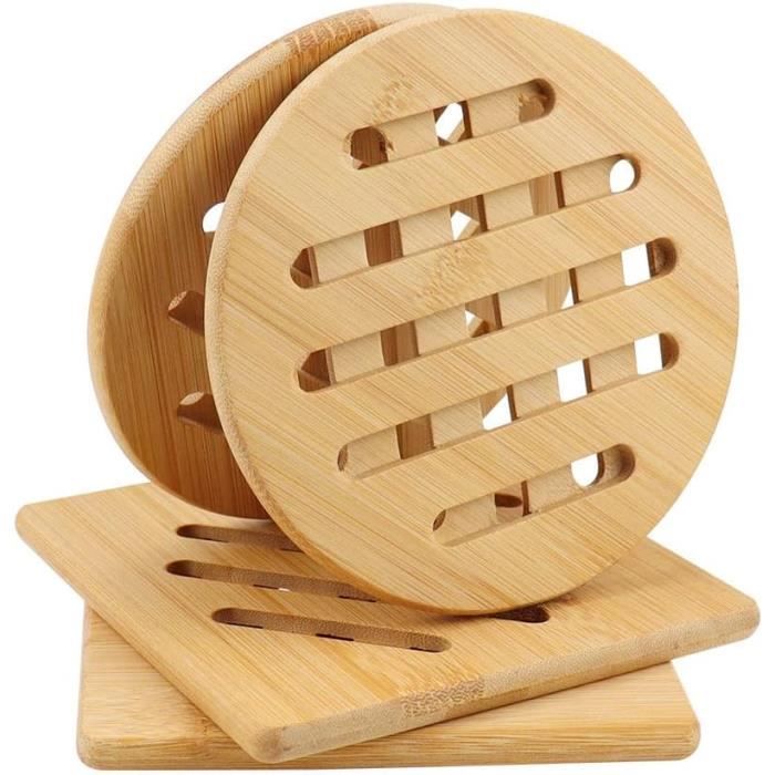 Lot De 4 Dessous De Plat En Bambou Dessous De Plat Résistant À La Chaleur Dessous De Plat Bois ...