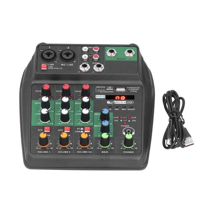 Vvikizy Mini mélangeur Audio F4‑MB Mini table de mixage portable 4 ...
