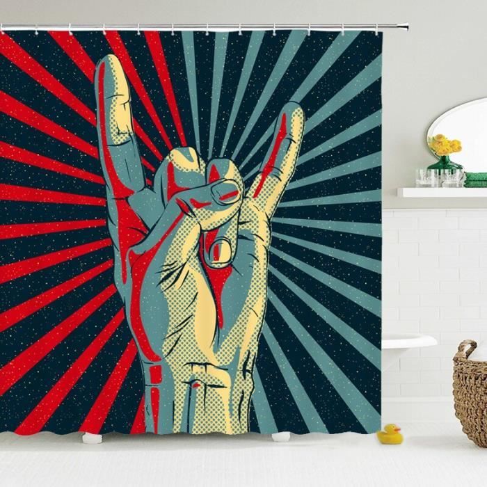 1140G-40x60cm only mat -Rideau de douche en tissu imprimé, décoration musicale, Illustration de ...
