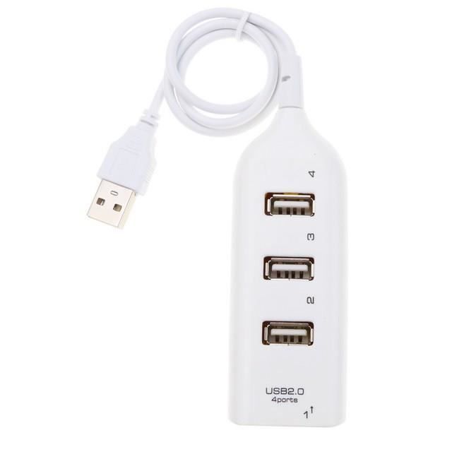 HUB,WHITE--Hub USB 2.0 à 4 ports haute vitesse avec câble, adaptateur ...