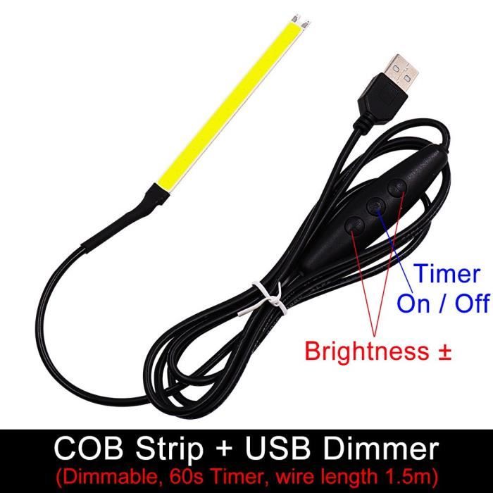 AMPOULE LED,COB USB Dimmer-Warm White 3000K--Puce LED COB 100x8mm, 3V 3 ...