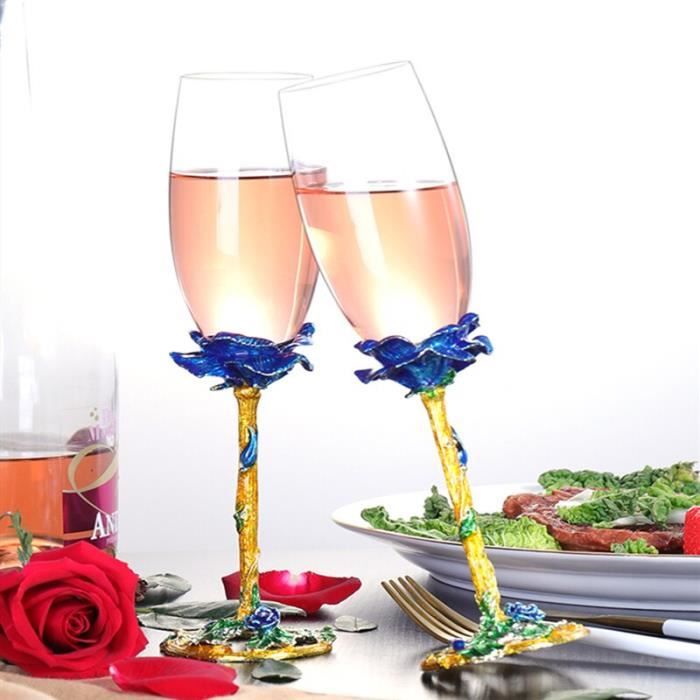 Verres à cocktails,Verre à Champagne cristal sans plomb,couleur émail ...
