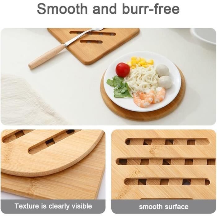 Lot De 4 Dessous De Plat En Bambou Dessous De Plat Résistant À La Chaleur Dessous De Plat Bois ...