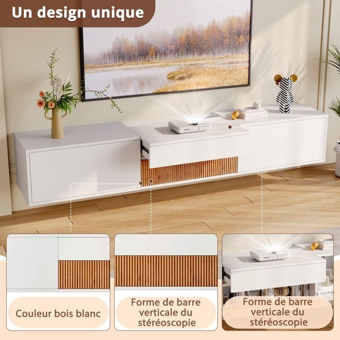 Meuble TV moderne, 180x34x30 cm (L x l x H), support TV, panneau TV ...