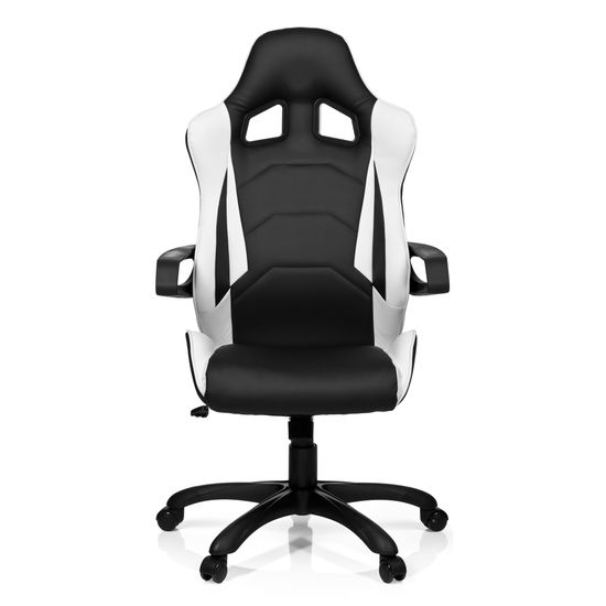 Chaise gaming / Siège de bureau GAME PRO I simili cuir noir / blanc hjh ...
