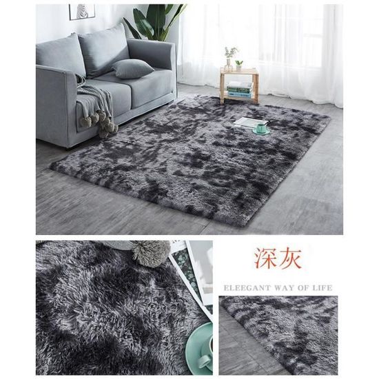 Tapis Salon Poils Longs Lavable Shaggy Aspect Flokati Uni Gris [60x200 cm] - Cdiscount Maison