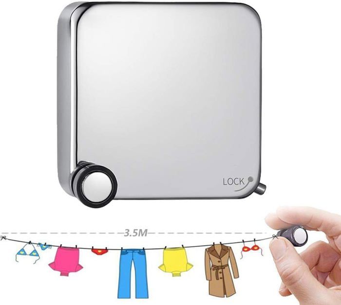 Corde à linge en acier inoxydable, rétractable et réglable, adaptée à ...