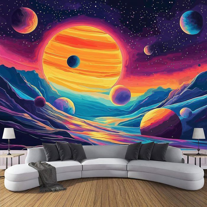 3D Murale Monde Des Art Fantastique Planètes Colorées 300X210Cm Papier ...