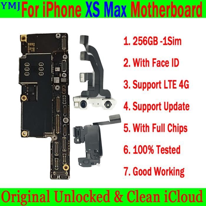 256G avec FaceID-1Sim-Carte mère originale débloquée pour iPhone XS Max ...