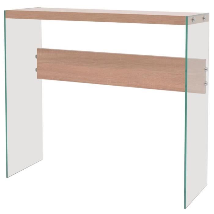 TABLE CONSOLE - CONSOLE EXTENSIBLE--Table console Verre MDF Couleur chêne - Cdiscount Maison
