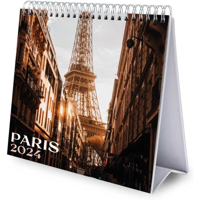 Calendrier De Bureau 2024 Paris | 20 X 18 Cm, Calendrier Mensuel En ...