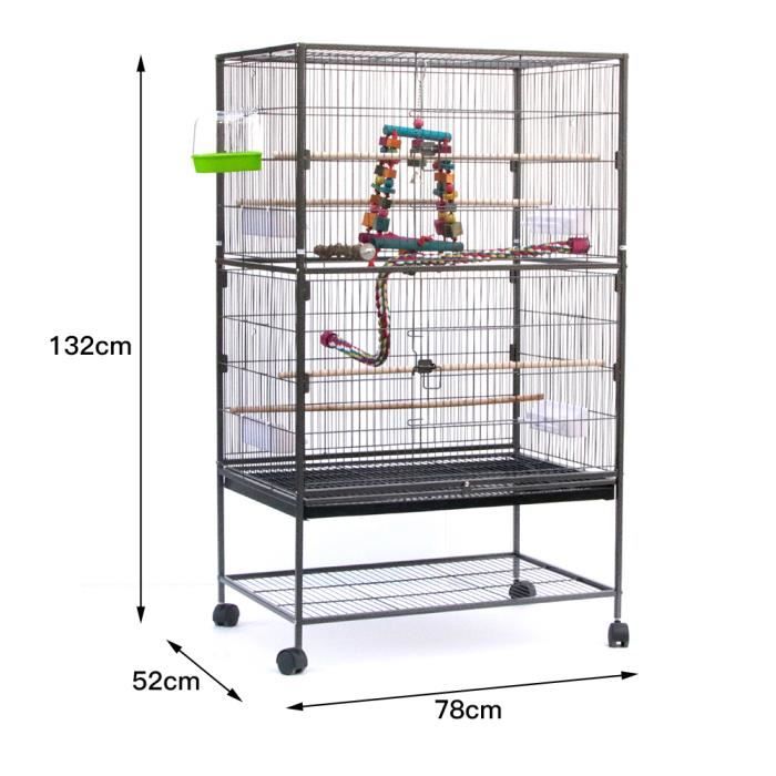 Grande cage pour oiseaux perroquets avec couvercle en métal Cage ...