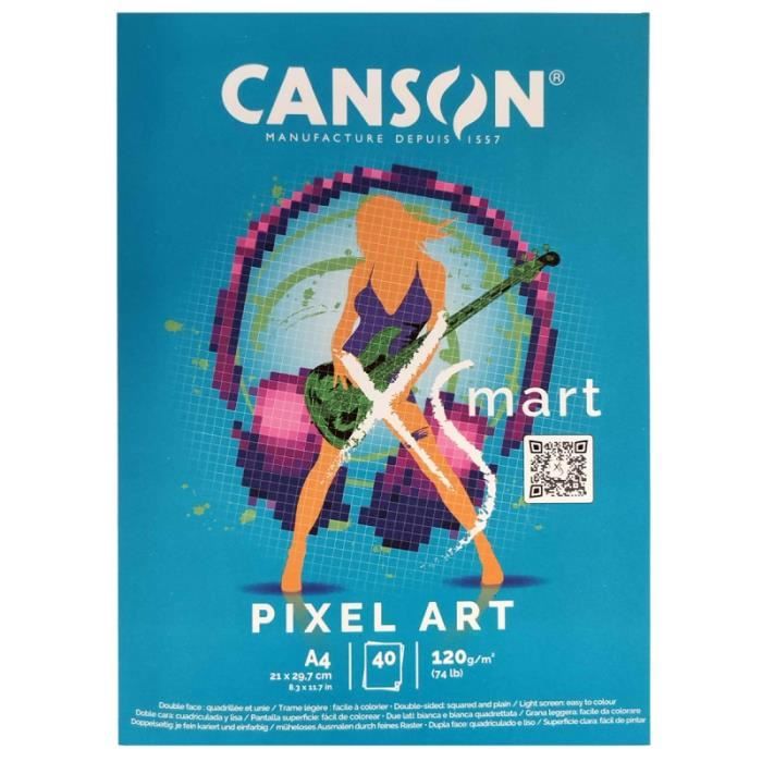Bloc de dessin - CANSON - Xsmart - Pixel Art - A4 - 120 g - 40 feuilles ...