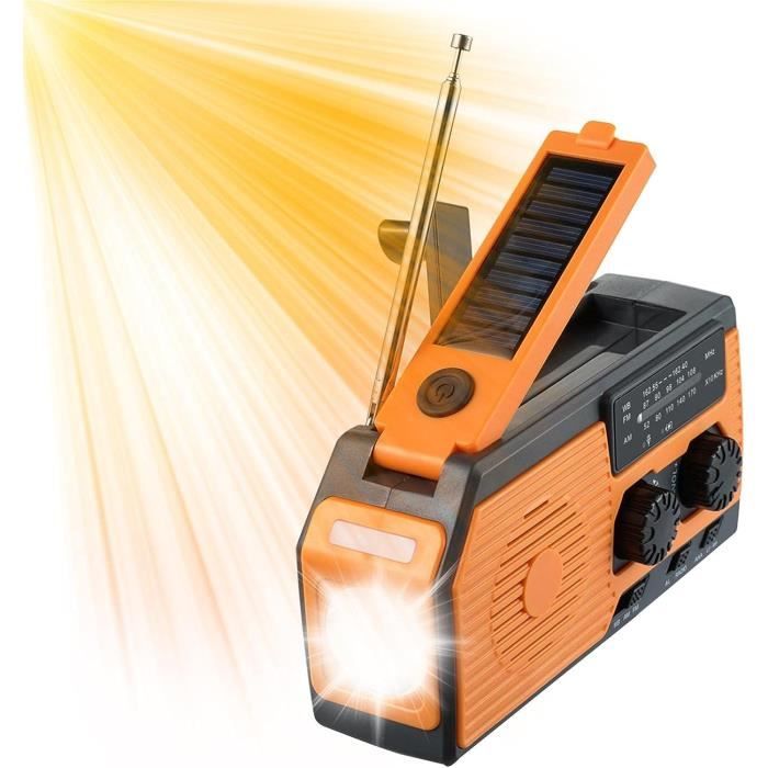 Radio Solaire,Portable À Manivelle Avec Am-Fm,Batterie Rechargeable ...