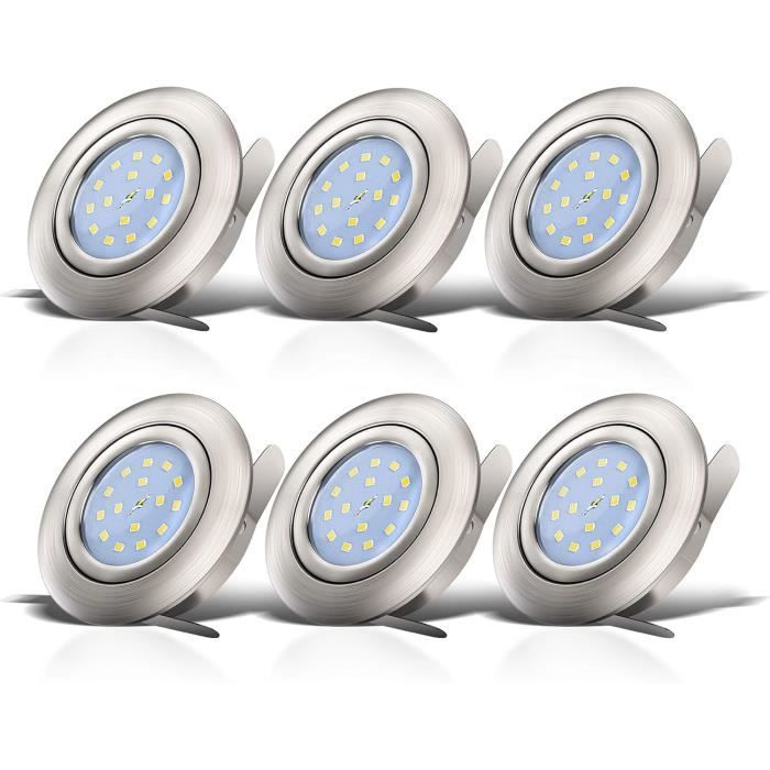 Lot De 6 Spots Led Encastrables Ultra Plats Orientables Platine Led