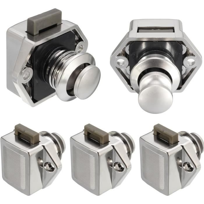 Lot De 5 Mini Verrous À Bouton Poussoir Chromé De 20 Mm Pour Porte D'Armoire, Placard, Camping ...