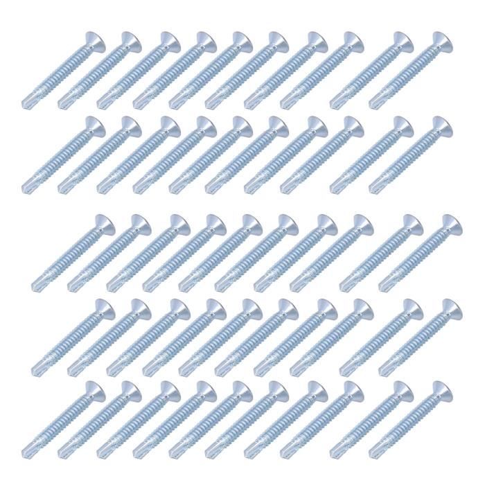 Cikonielf Kit d'assortiment de vis autoperceuses 50pcs vis auto-perceuse croix zinguée matériel ...