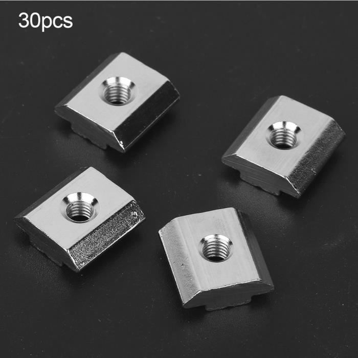 Duokon Écrou coulissant en T 30pcs 30 Série Kit d'Écrous T-Slot Bloc de Fixations Filetées à ...