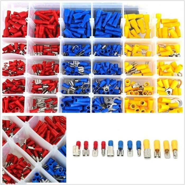 COSSE A SERTIR - COSSE ELECTRIQUE 480pcs Cosses à sertir Isolée Plate ...