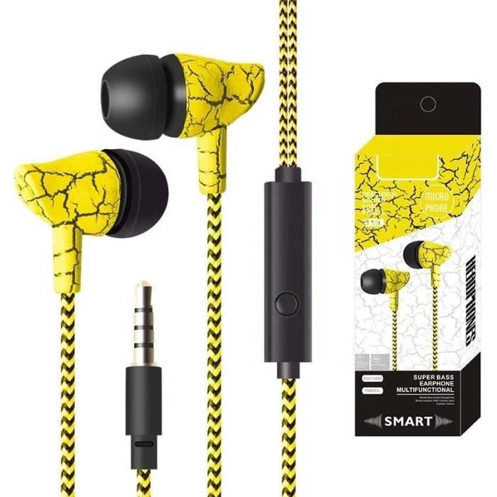 Écouteurs Intra-Auriculaires Avec Micro Fil Tressé Long 1,2 M Jeck 3,5 ...