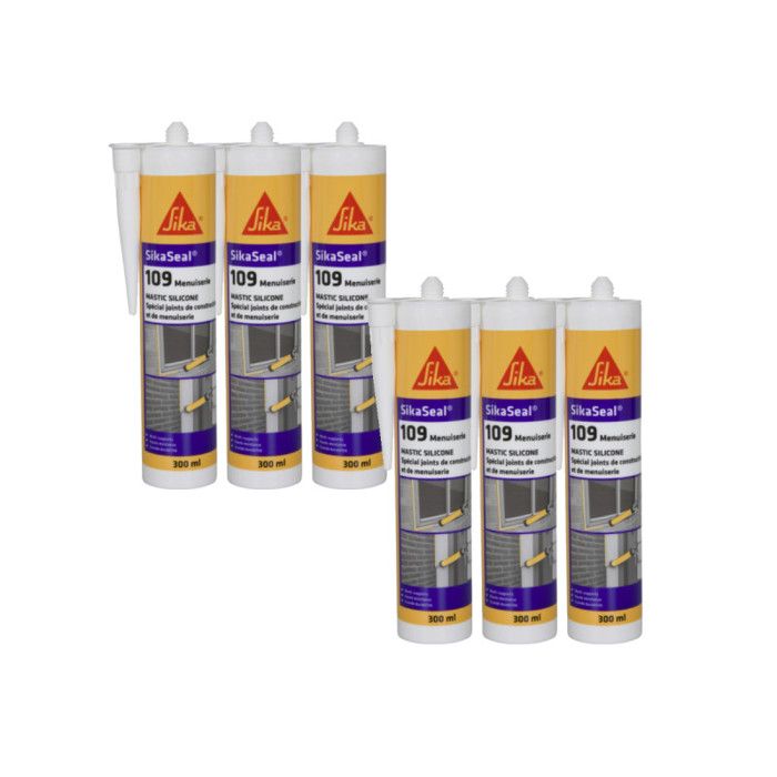 Lot de 6 mastic silicone SIKA Sikaseal 109 Menuiserie - Transparent ...