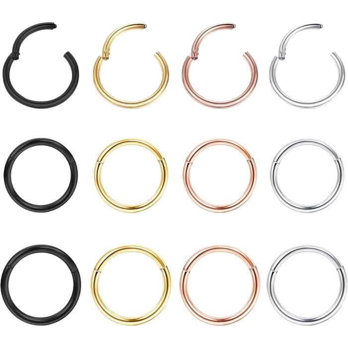 Dochais 12 Pièces Piercing Nez Anneaux 18G, Piercing Nez Anneaux Acier Inoxydable, Piercing ...