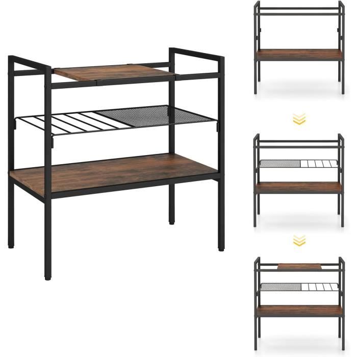 GOPLUS Table Console à 3 Niveaux, Panneau Amovible et Étagère en Maille ...