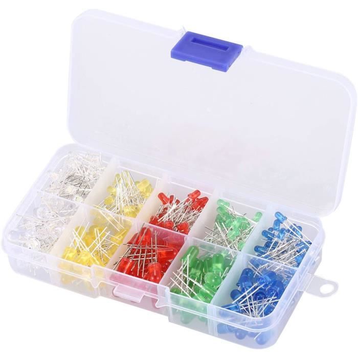 200 Pcs 3Mm 5Mm Led Diode Lumineuse Blanc Jaune Rouge Bleu Vert Kit D ...