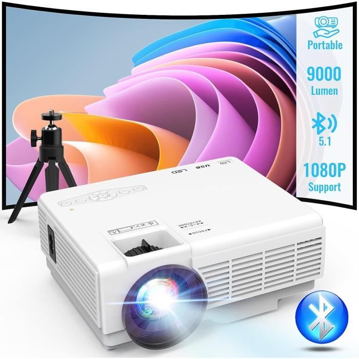 Mini Projecteur Bluetooth Avec Trépied, 9000L Vidéoprojecteur Portable ...
