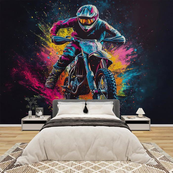 Papier Peint Panoramique Dirt Bike 250x175 cm - Décoration Murale ...