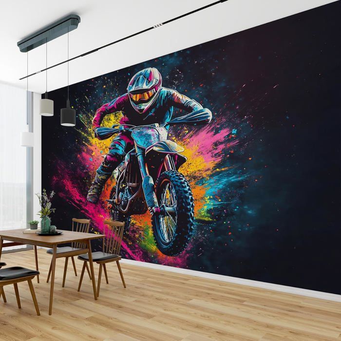 Papier Peint Panoramique Dirt Bike 250x175 cm - Décoration Murale ...