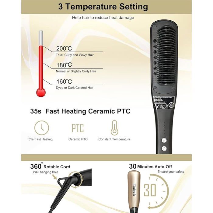 Steam Straightener Brush, Hair Straightener, Professional Steam ...