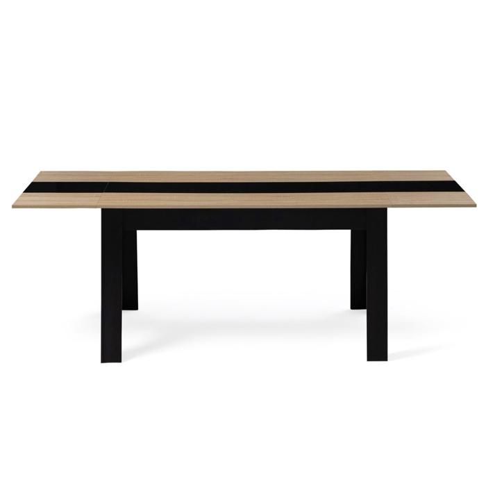 Table à manger rectangle extensible - IDMARKET - GEORGIA - Bois et noir ...