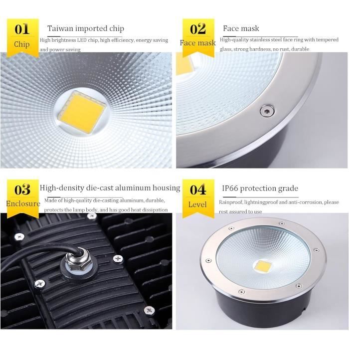 Spot Rond Encastrable Au Sol Extérieure Embarqué Cob Paysage Lumières ...