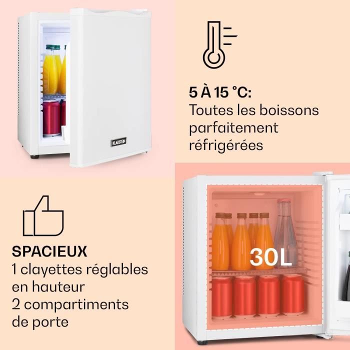 KLARSTEIN Mini Frigo de Chambre de 30L pour Snacks et Boissons, Petit ...