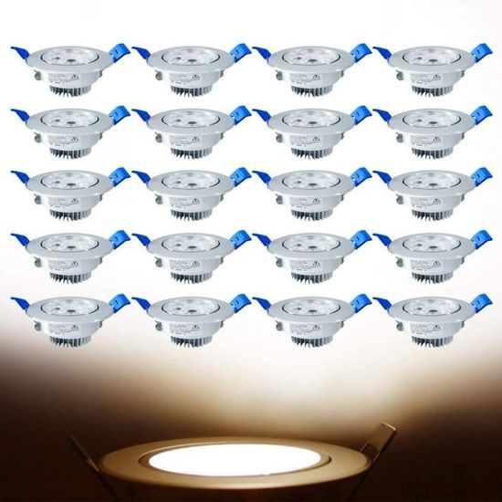 Lot De 20 Spots Encastrables Led 5 W Aluminium Pour Salle De Bain