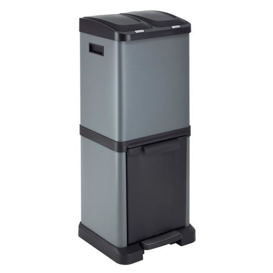 SVITA Poubelle 2x8L + 16L Poubelle de tri sélectif Gris - Cdiscount Maison