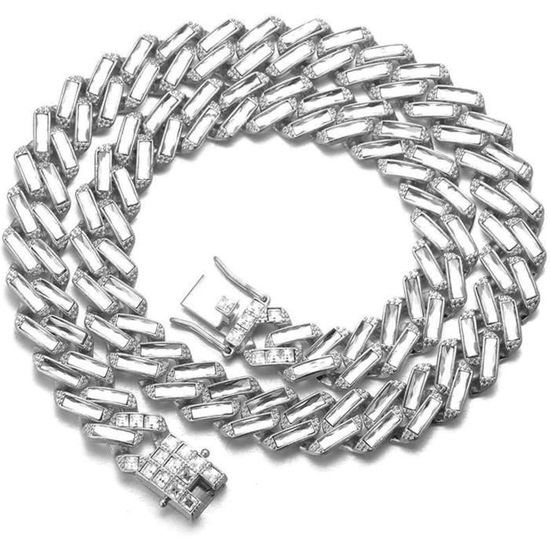 Diamant Cubain Chaîne Pour Homme,15Mm Platine Or Blanc Fini Collier ...