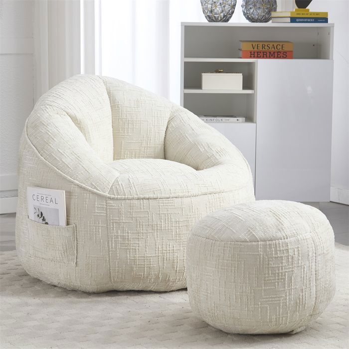 DRIPEX Pouf confortable rotatif rond,pouf super doux avec repose-pieds ...