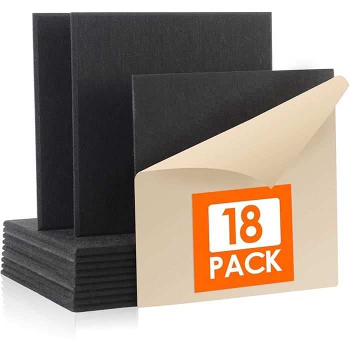 Mousses Acoustiques Auto-Adhésives 30x30x1cm Noir, Lot 18, Absorbeurs ...