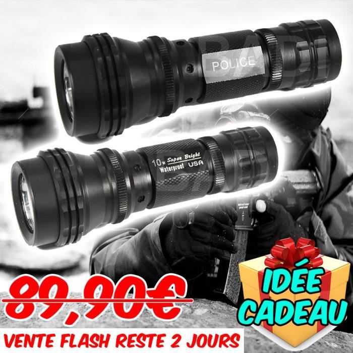 SWAT POLICE 500M LAMPE TORCHE 4000 LUMENS LED 10W FLASHLIGHT • MADE IN ...