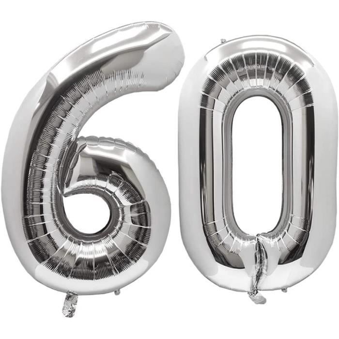 Ballon Chiffre Anniversaire 60 Ballons Numériques En Aluminium,100 Cm ...