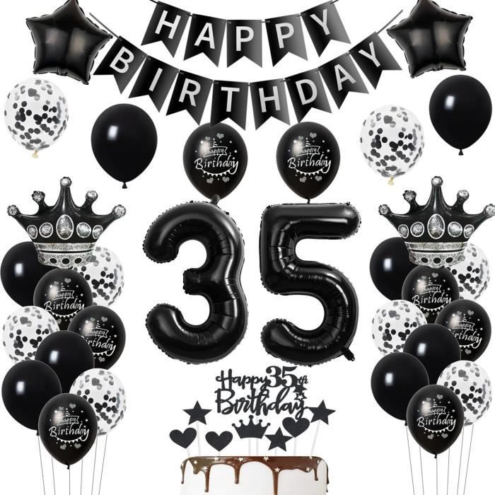 Ballon 35 Ans Anniversaire Noir, 35 Anniversaire Femme Homme Ballon ...