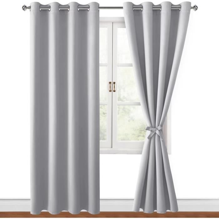 Lot De 2 Rideaux Occultants Avec Œillets - Gris Argenté - 140 X 245 Cm ...