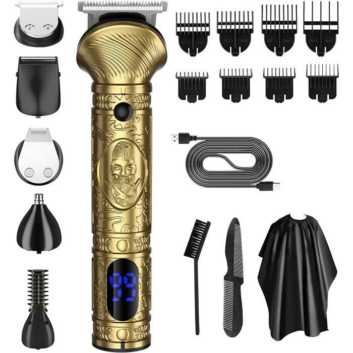 Kit 6 en 1 Tondeuse cheveux et barbe professionnelle homme Électrique Rasoir Barbe avec 3 tête ...
